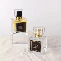 China Square Transparent Perfume Bottle Glass Empty With Lid 100ml 50ml for sale