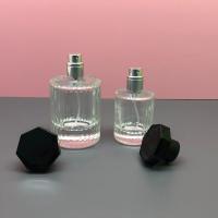 China 30ML Perfume Spray Bottle Atomizer 50ml Hexagonal Round Cap Vertical Stripe for sale