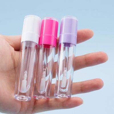 China 5ml Clear Empty Lip Gloss Tube Pink White Custom Logo with applicator for sale