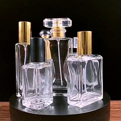 China custom luxury perfume spray bottle 30 ml 50 ml rectangle square empty glass perfume bottle for sale