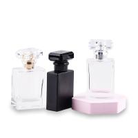 China Spray Atomizer Black Clear Square Glass Perfume Spray Bottle 30ml 50ml 100ml for sale