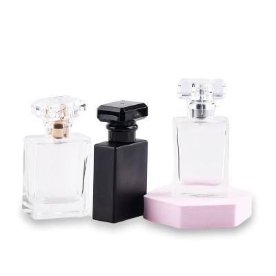 China Spray Atomizer Black Clear Square Glass Perfume Spray Bottle 30ml 50ml 100ml for sale