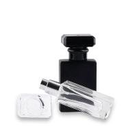 China Spray Atomizer Black Clear Square Glass Perfume Spray Bottle 30ml 50ml 100ml for sale