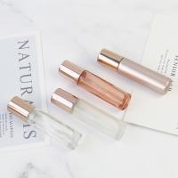 China 5ml 10ml Round Glass Essential Oil Bottle Pink Roller Roll With Aluminum Cap for sale