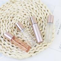 China 5ml 10ml Round Glass Essential Oil Bottle Pink Roller Roll With Aluminum Cap for sale