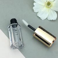 China Cosmetics Small Square PETG 4ml Brush Tip Wand Lip Gloss Tubes for sale