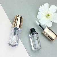 China Cosmetics Small Square PETG 4ml Brush Tip Wand Lip Gloss Tubes for sale