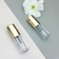 China Cosmetics Small Square PETG 4ml Brush Tip Wand Lip Gloss Tubes for sale