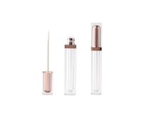 China DIY Logo 5ml Rose Gold Lip Gloss Brush Tubes Empty Bottle High Pigment for sale