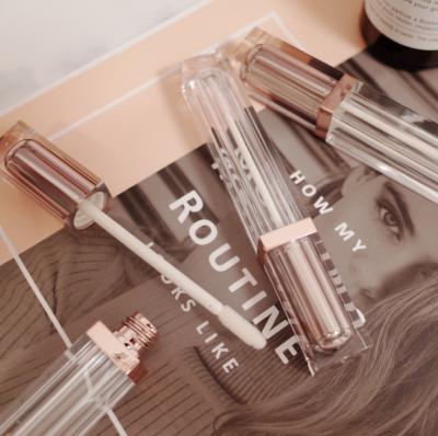 China DIY Logo 5ml Rose Gold Lip Gloss Brush Tubes Empty Bottle High Pigment for sale
