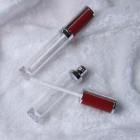 China OEM Red Cap 10ml Square Lip Gloss Tubes Bulk With Brush Tip for sale