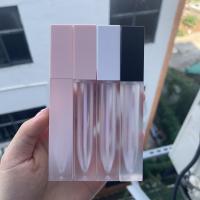 China 3.5ml 5ml 6ml Refillable White Square Lip Gloss Tubes Waterproof for sale