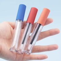 China Unique Cosmetic Container Tube Empty Lip Gloss Tube Sky Blue Wine Red With Logo for sale