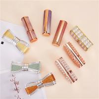 China Bow tie shape golden diamond Empty Lipstick Tube pearl frosted gradient color for sale