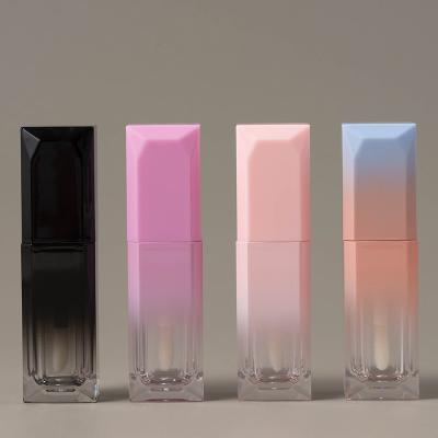 China Cylinder Black Pink Blue 5ml Empty Lip Gloss Tubes With Brush OEM for sale