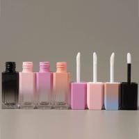China Cylinder Black Pink Blue 5ml Empty Lip Gloss Tubes With Brush OEM for sale