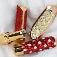China Red Blue Round ABS Rhinestone Lipstick Tube Caliber 3ml-15ml for sale