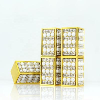 China Fashionable Square 12.1mm ABS Personalized Lipstick Tubes With Pearl for sale