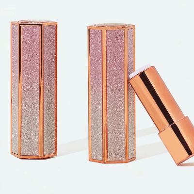 China 12.1mm Gradient Rainbow Plastic Rose Gold Lipstick Tubes 3.5g for sale
