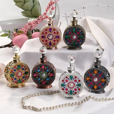 China Arabic Engraving Glass Essential Oil Bottle for sale