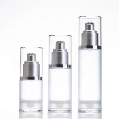 China Round Transparent Vacuum Pump Bottle Cosmetic 30ml 50ml 90ml for sale