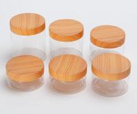 China Frosted Cosmetic Round Acrylic Jars With Bamboo Lids 7g-10g for sale