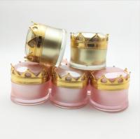 China Crown Cosmetics Cream Empty Jars With Gold Lids 5g 10g 15g for sale