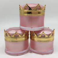 China Crown Cosmetics Cream Empty Jars With Gold Lids 5g 10g 15g for sale