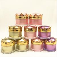 China Crown Cosmetics Cream Empty Jars With Gold Lids 5g 10g 15g for sale