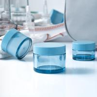 China Label Sticker Blue PETG Plastic Face Cream Jar 10ml To 50ml for sale