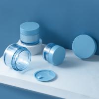 China Label Sticker Blue PETG Plastic Face Cream Jar 10ml To 50ml for sale