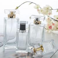China Silver Cap Aluminum Square Crystal Perfume Bottle 30ml 50ml 100ml for sale