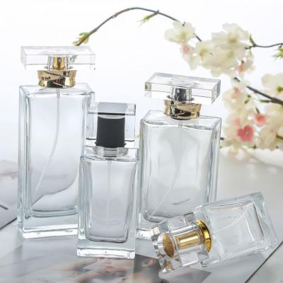 China Silver Cap Aluminum Square Crystal Perfume Bottle 30ml 50ml 100ml for sale
