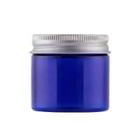 China 2oz 4oz 8oz Plastic Cosmetic Jars Clear PET Aluminum Caps Black Smooth Lined for sale