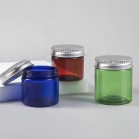 China 2oz 4oz 8oz Plastic Cosmetic Jars Clear PET Aluminum Caps Black Smooth Lined for sale