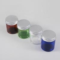 China 2oz 4oz 8oz Plastic Cosmetic Jars Clear PET Aluminum Caps Black Smooth Lined for sale