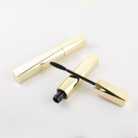 China 8.5ml Gold Plastic Mascara Tube Plated Gold Square Empty Mascara Container for sale