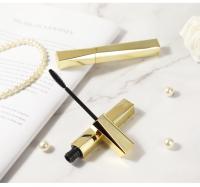 China 8.5ml Gold Plastic Mascara Tube Plated Gold Square Empty Mascara Container for sale