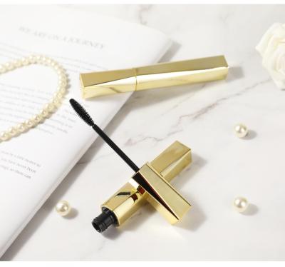 China 8.5ml Gold Plastic Mascara Tube Plated Gold Square Empty Mascara Container for sale