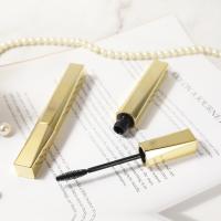 China 8.5ml Gold Plastic Mascara Tube Plated Gold Square Empty Mascara Container for sale