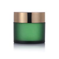 China 4oz Acrylic Matte Green Face Cream Jar With Golden Silver Lids for sale