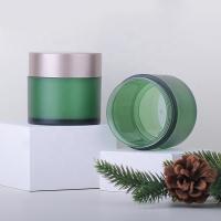 China 4oz Acrylic Matte Green Face Cream Jar With Golden Silver Lids for sale