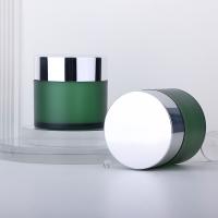 China 4oz Acrylic Matte Green Face Cream Jar With Golden Silver Lids for sale