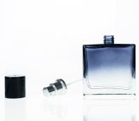 China Refillable Blue Square Luxury Glass Perfume Bottle 50ml 30ml for sale