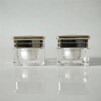 China Screw Cap Square Face Cream Acrylic Cosmetic Jar 10g Logo Printing for sale