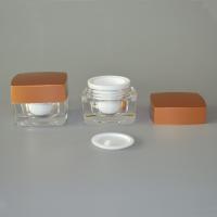 China Screw Cap Square Face Cream Acrylic Cosmetic Jar 10g Logo Printing for sale