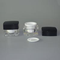 China Screw Cap Square Face Cream Acrylic Cosmetic Jar 10g Logo Printing for sale