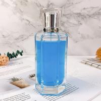 China Special Shaped Transparent Glass 100ml Perfume Spray Bottle With Cap for sale
