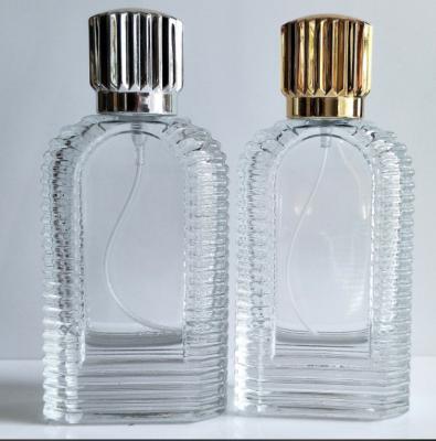 China Custom Design 60ml Square New Cap Empty Crimp Glass Perfume Spray Bottle for sale