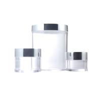 China Small 60ml 120ml 250ml Plastic Cosmetic Jars With Pink Gold Screw Lids for sale